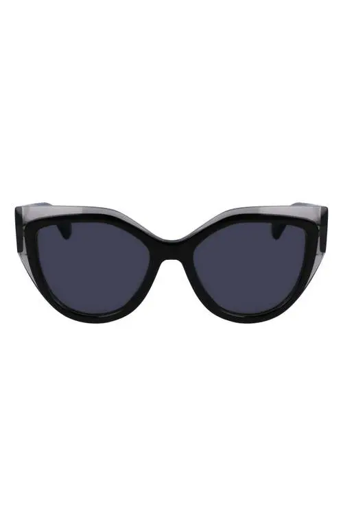 FERRAGAMO 53mm Cat Eye Sunglasses - Trnsprnt Grey/black