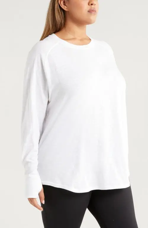 Zella Relaxed Washed Cotton Top - White