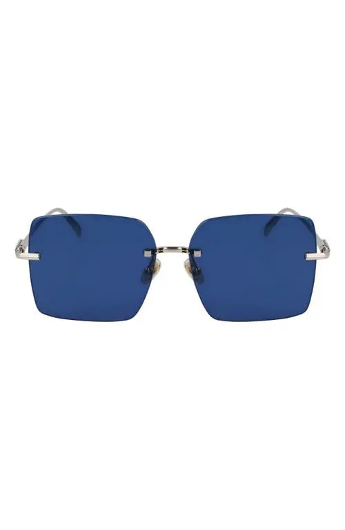 FERRAGAMO Prisma 60mm Rectangular Sunglasses - Gold/blue