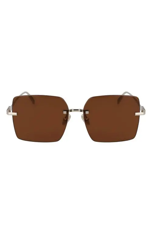 FERRAGAMO Prisma 60mm Rectangular Sunglasses - Gold/brown
