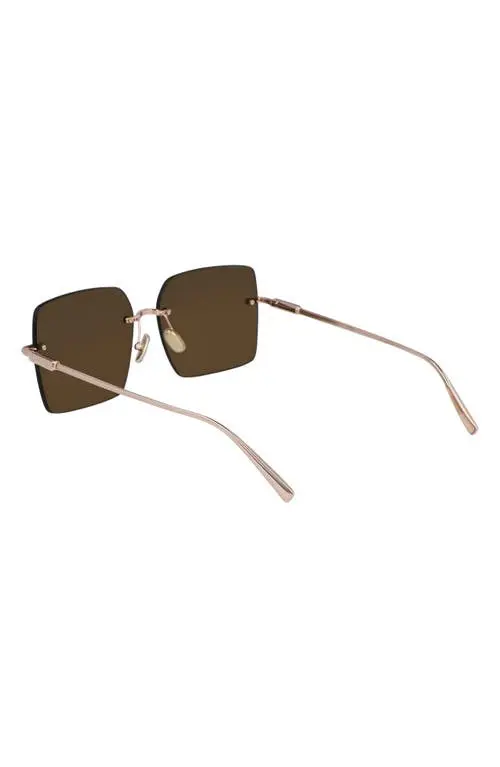 FERRAGAMO Prisma 60mm Rectangular Sunglasses - Rose Gold/brown