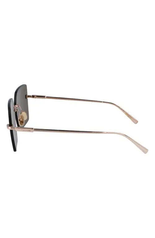 FERRAGAMO Prisma 60mm Rectangular Sunglasses - Rose Gold/brown