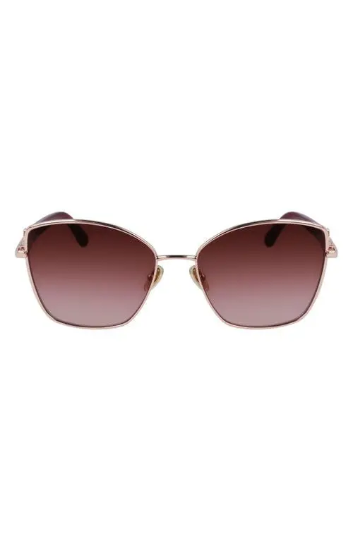 FERRAGAMO Gancini Butterfly Sunglasses - Rose Gold/wine Grdnt