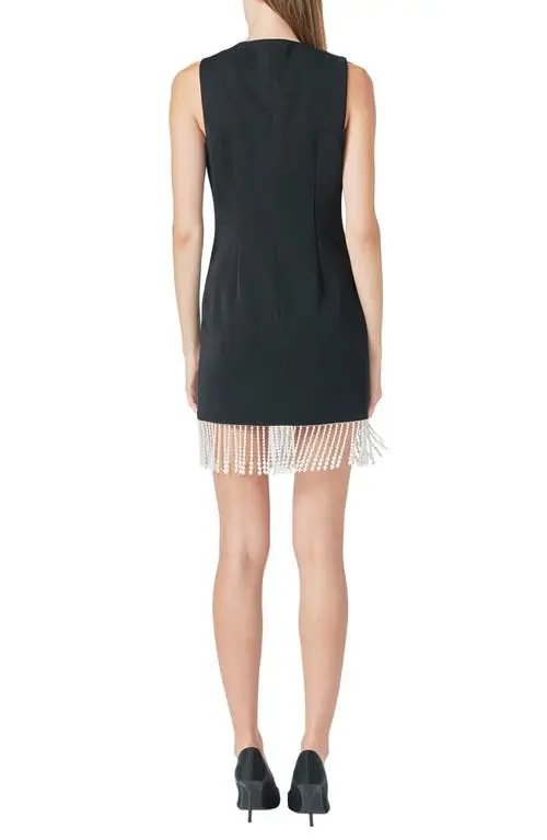 Endless Rose Imitation Pearl Beaded Fringe Mini Dress