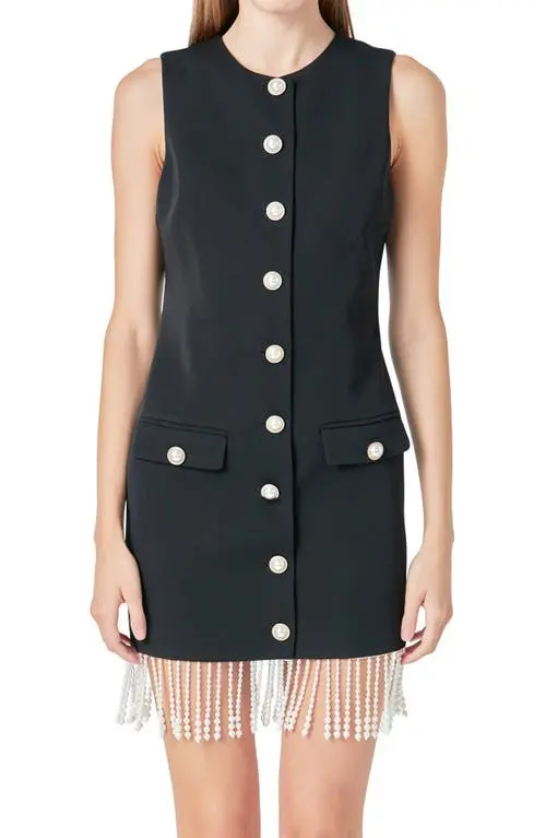 Endless Rose Imitation Pearl Beaded Fringe Mini Dress