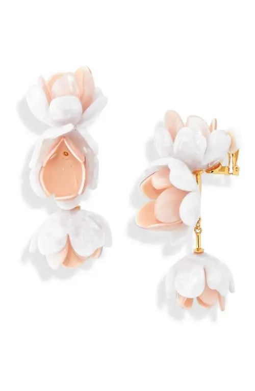 Lele Sadoughi Rose Petal Triple Drop Clip-on Earrings - Mother Of Pearl