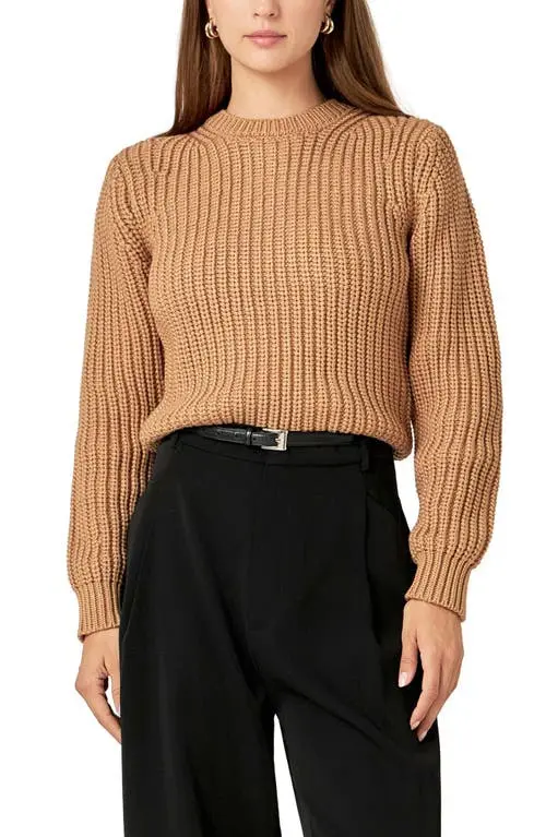 English Factory Crewneck Crop Sweater - Camel