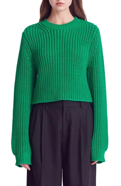 English Factory Crewneck Crop Sweater - Green