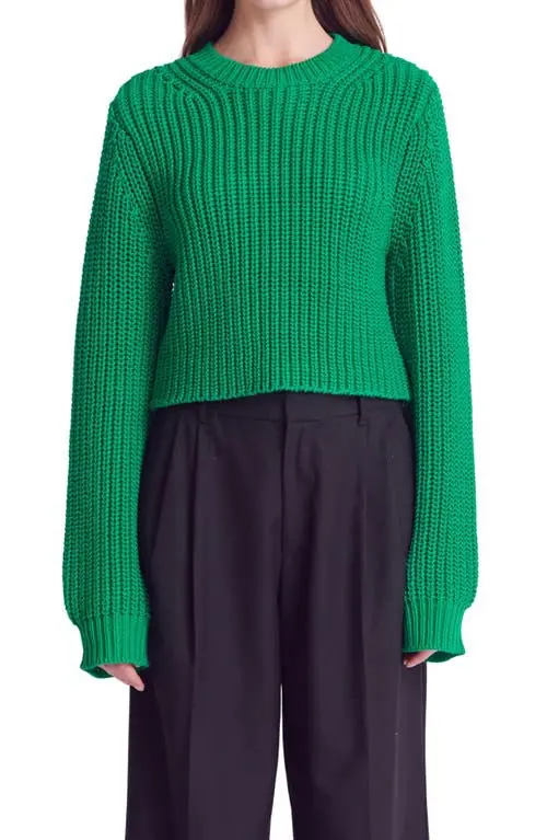English Factory Crewneck Crop Sweater - Green