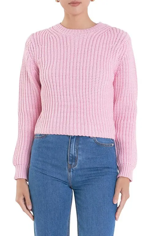 English Factory Crewneck Crop Sweater - Pink