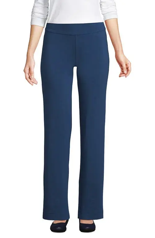 LANDS' END Mid Rise Straight Leg Knit Pants - Evening Blue