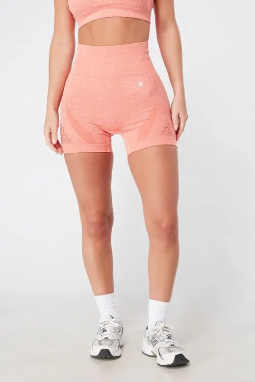 TWILL ACTIVE Recycled Seamless Marl Laser-cut Shorts - Coral