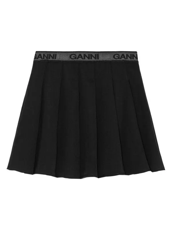 GANNI Light Twill Pleated Mini Skirt
