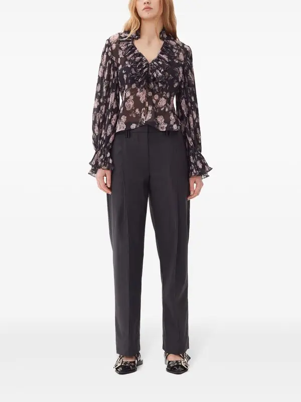 GANNI Pleated Pinstripe Trousers