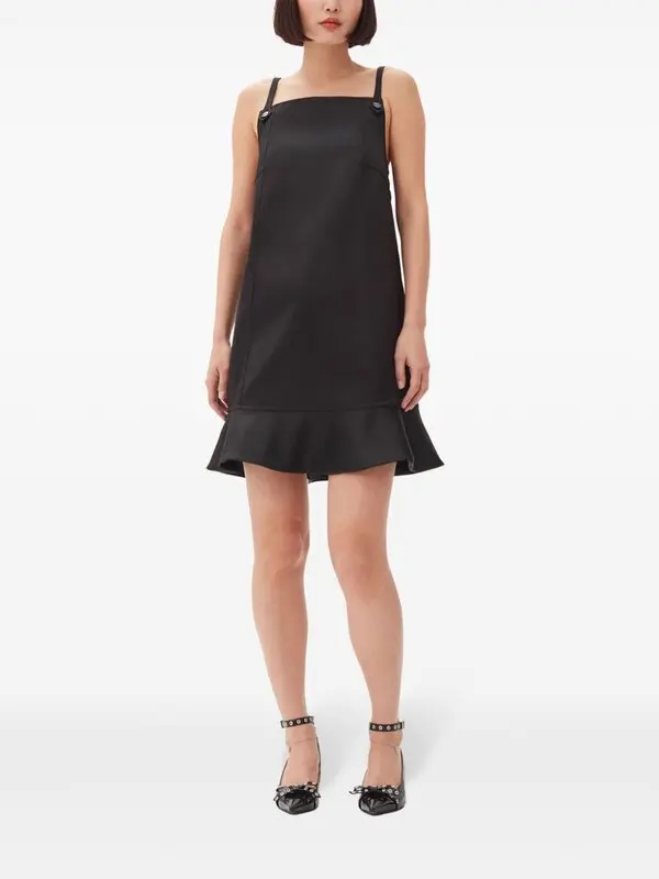 GANNI Duchesse-satin Mini Dress - Black
