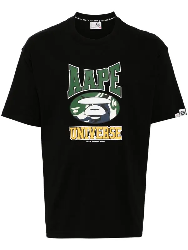 AAPE BY *A BATHING APE Moonface Logo College T-shirt - Black