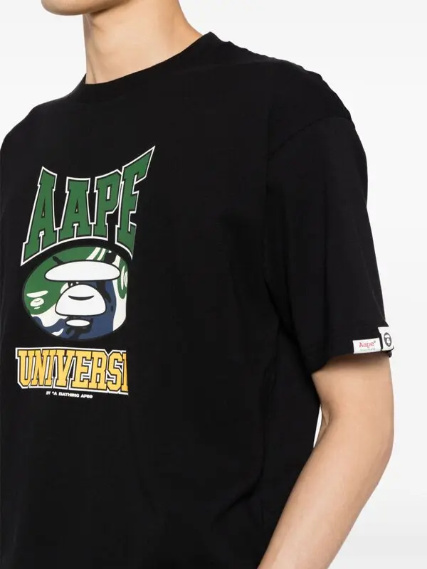 AAPE BY *A BATHING APE Moonface Logo College T-shirt - Black