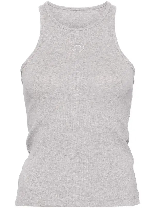 Marine Serre Organic Cotton Ribbed Tank Top In Grey - 56% Off