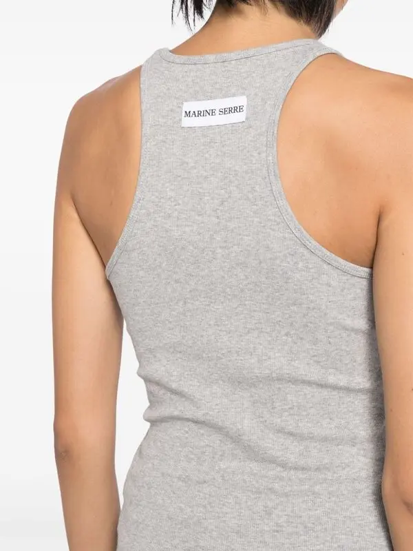 Marine Serre Organic Cotton Ribbed Tank Top In Grey - 56% Off