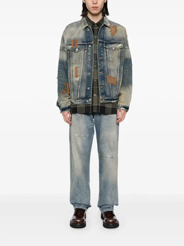 Palm Angels Flap Pockets Denim Jacket - Blue