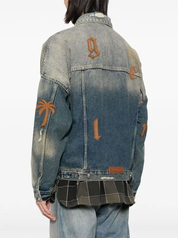Palm Angels Flap Pockets Denim Jacket - Blue