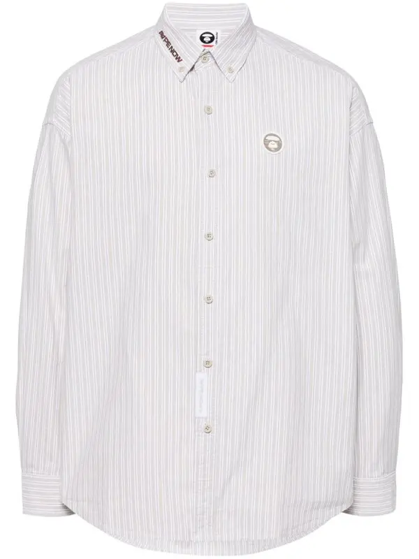 AAPE BY *A BATHING APE Logo-patch Striped Shirt - Neutrals