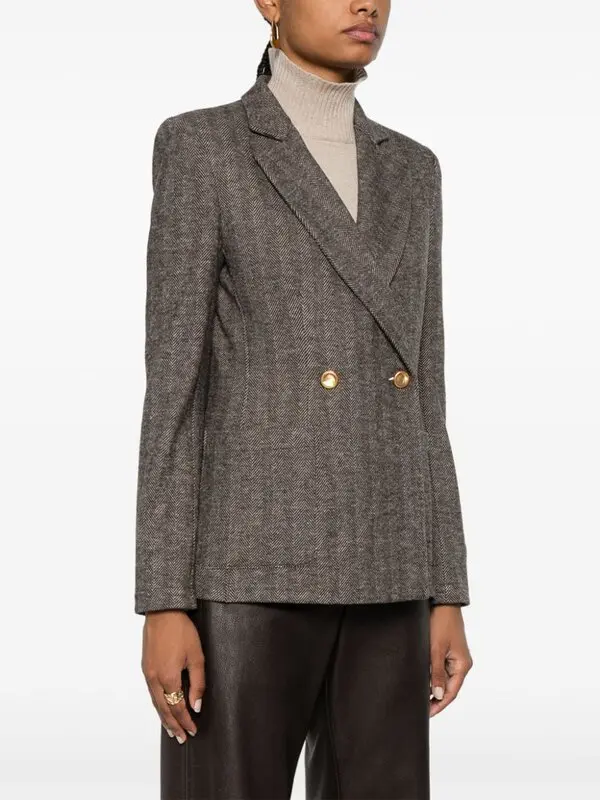 Harris Wharf London Herringbone Double-breasted Blazer