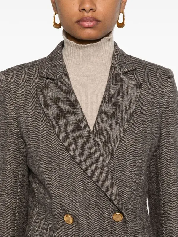 Harris Wharf London Herringbone Double-breasted Blazer