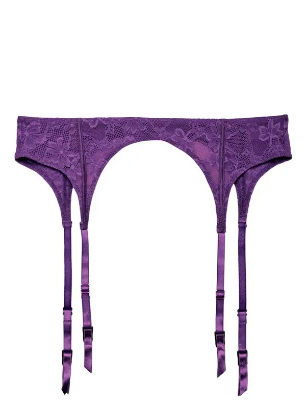 Fleur Du Mal Le Stretch Lace Garter Belt - Purple