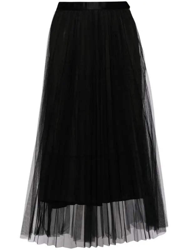 JNBY Pleated A-line Midi Skirt - Black