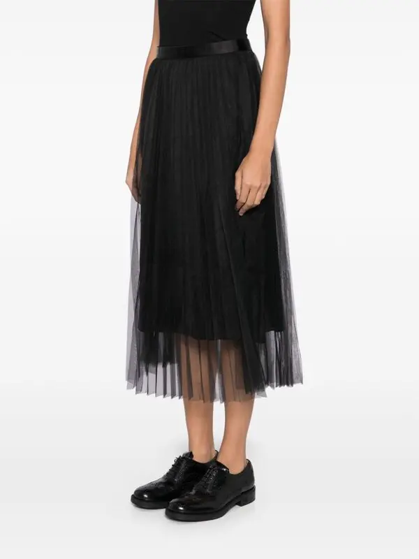 JNBY Pleated A-line Midi Skirt - Black