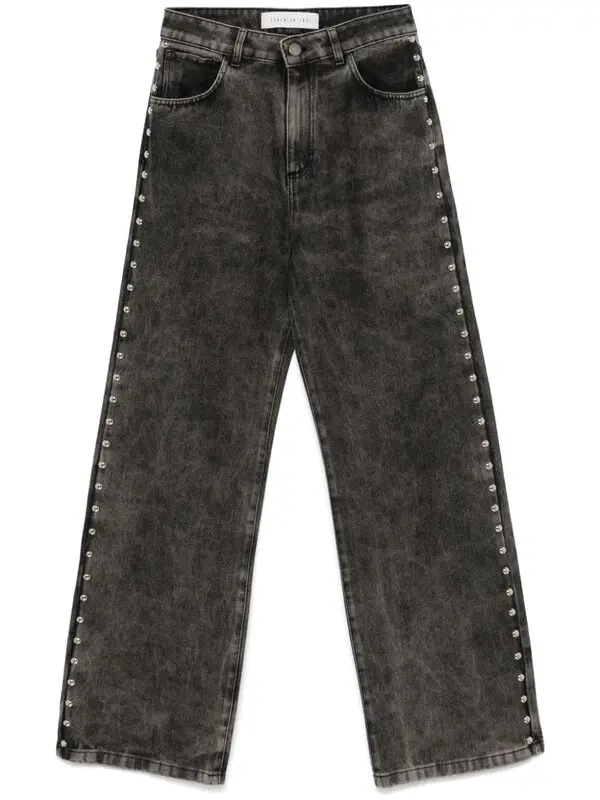 Federica Tosi Stud-embellished Wide Leg Jeans