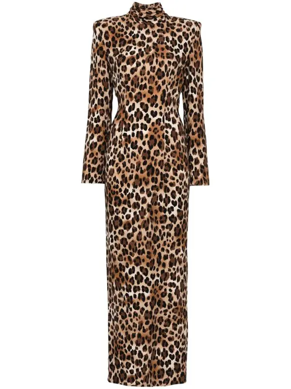 ROWEN ROSE Leopard-print Maxi Dress