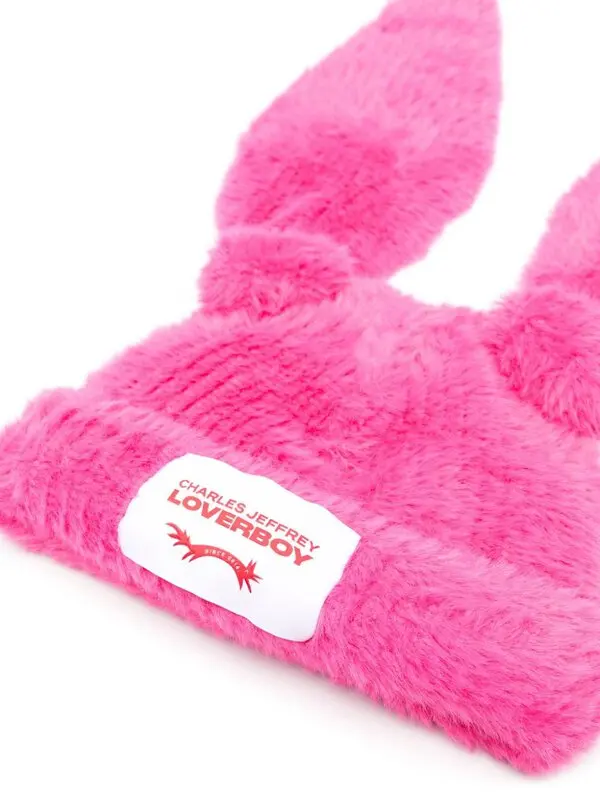 Charles Jeffrey Fluffy Chunky Rabbit Beanie - Pink | Editorialist