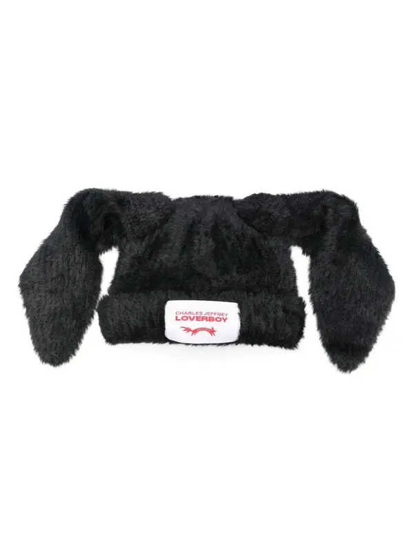 Charles Jeffrey Fluffy Chunky Rabbit Beanie - Black | Editorialist