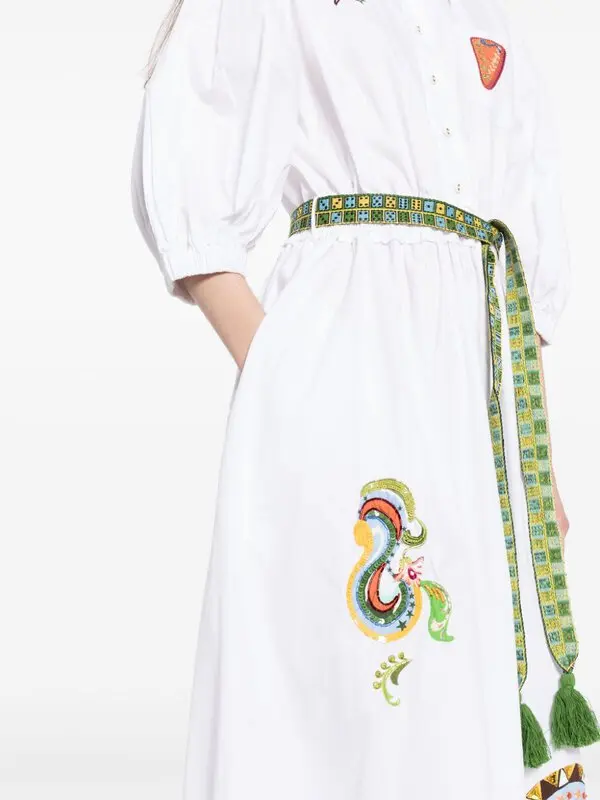 Alemais Embroidered Midi Shirt Dress In White - 61% Off