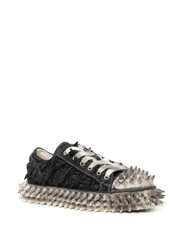 Doublet Spike-Effect Lace-Up Sneakers - Black | Editorialist