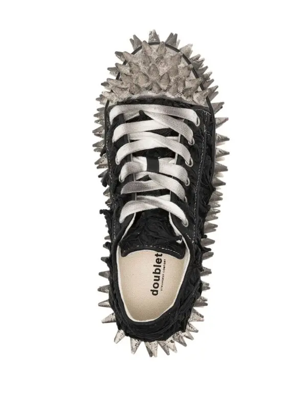 Doublet Spike-Effect Lace-Up Sneakers - Black | Editorialist
