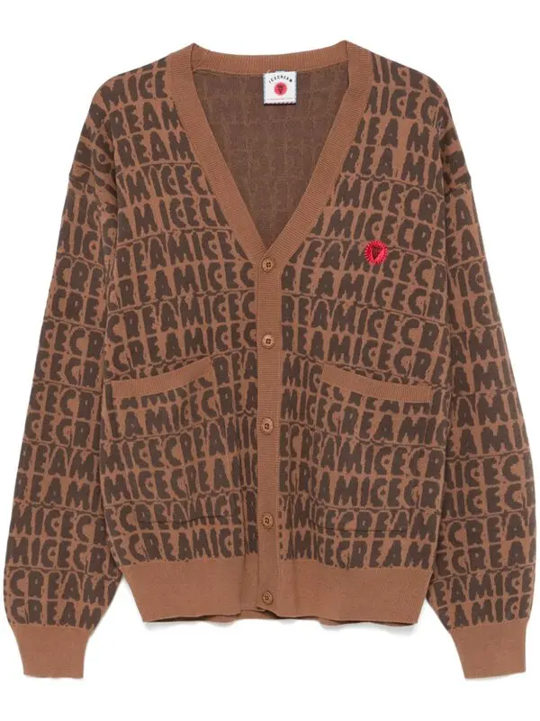 ICECREAM Text Print Cardigan