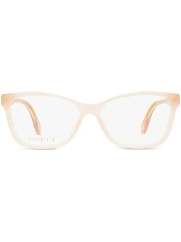 Gucci Logo-plaque Rectangular-frame Glasses - Pink