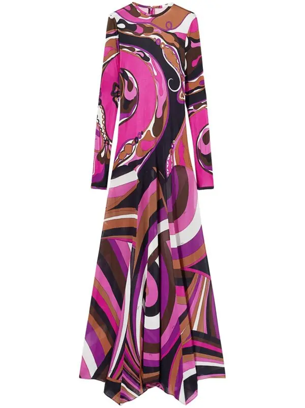 Emilio Pucci Orchidee And Iride-print Maxi Dress