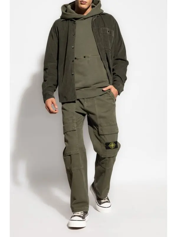 Stone Island Cotton Cargo Trousers - Green