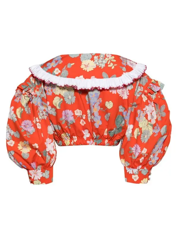 MERYLL ROGGE Wide-collar Cropped Top