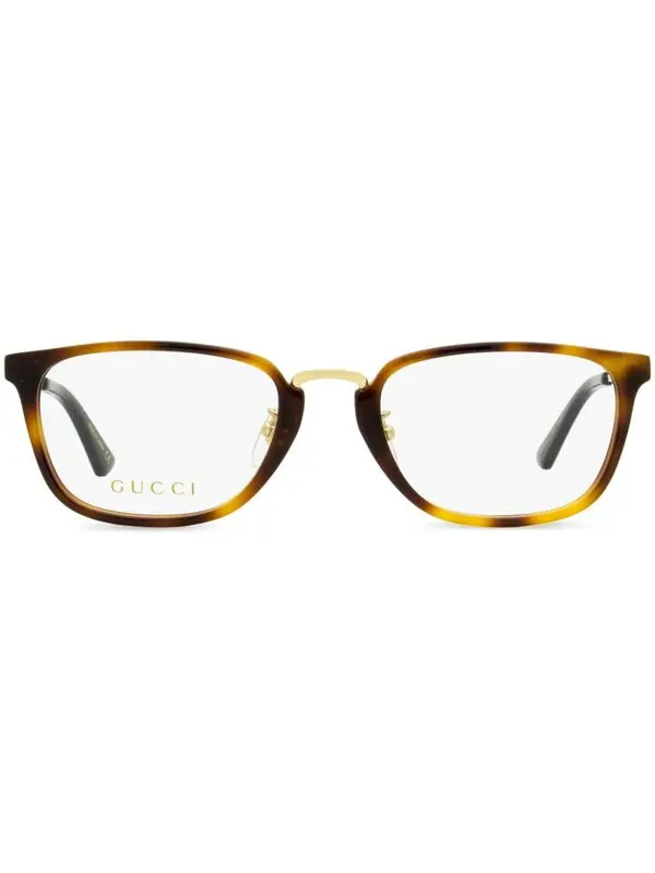 Gucci Logo Rectangle-frame Glasses - Brown