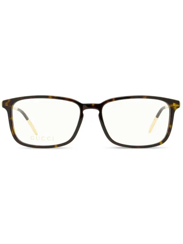 Gucci Tortoiseshell Rectangle-frame Glasses