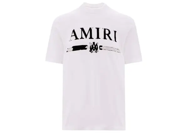 Amiri Ma Bar Applique Logo Tee Shirt - White/black