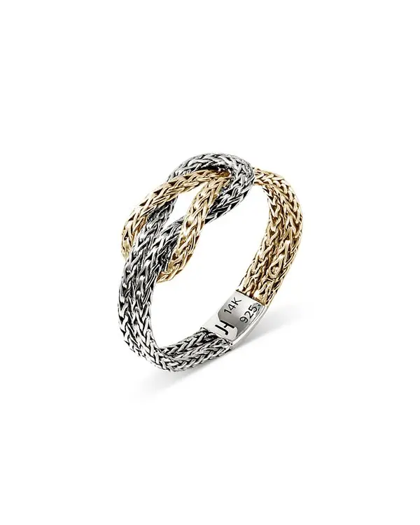 John Hardy 14k Yellow & Sterling Silver Love Knot Ring - Silver/gold