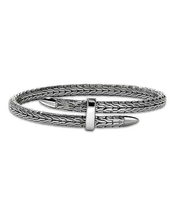 John Hardy Black Rhodium Plated Sterling Spear Flex Bracelet - Silver