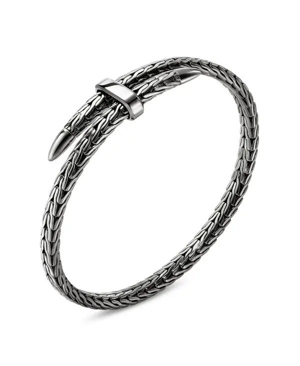 John Hardy Black Rhodium Plated Sterling Spear Flex Bracelet - Silver