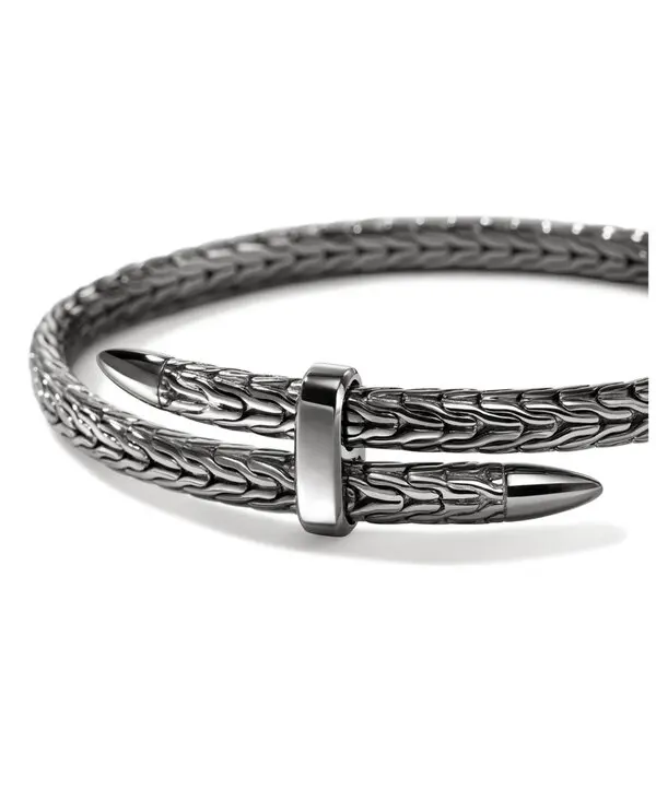 John Hardy Black Rhodium Plated Sterling Spear Flex Bracelet - Silver
